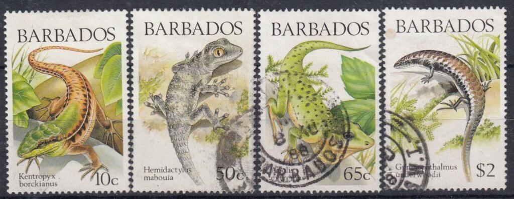 Barbados SG859-862 | Lizards of Barbados (used) | Barbados Stamps